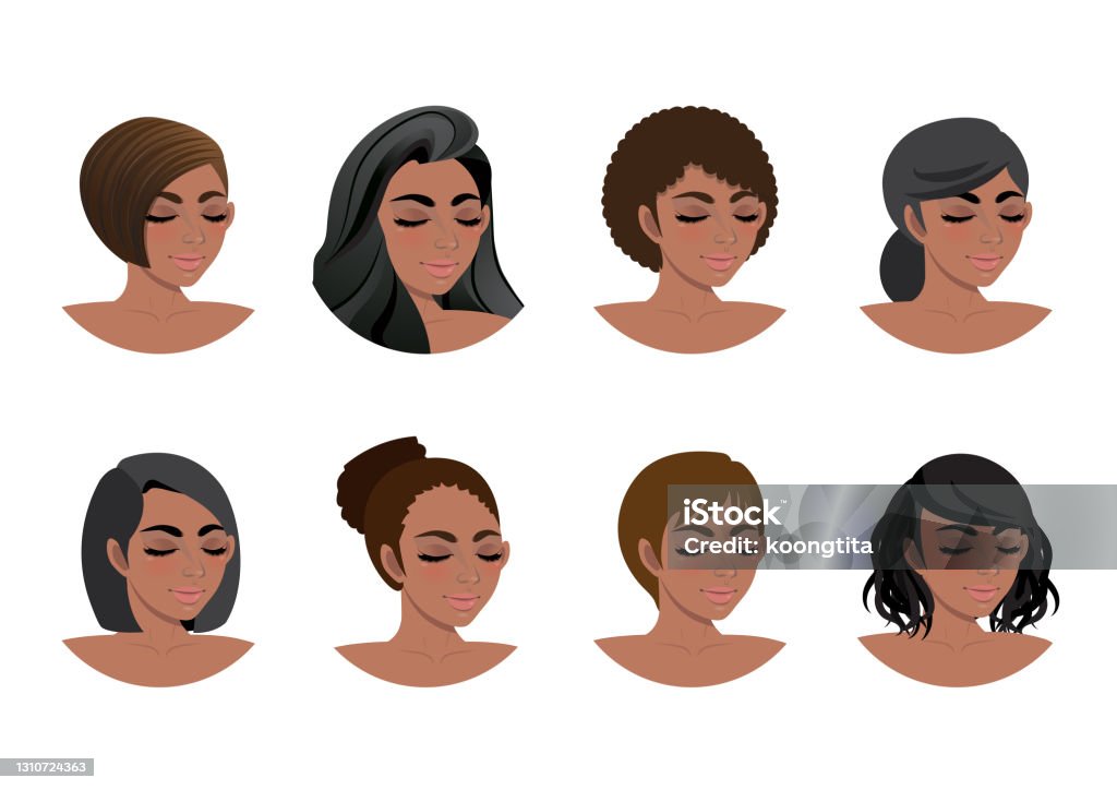 Vetores De Coleção De Estilos De Cabelo Femininos Afroamericanos