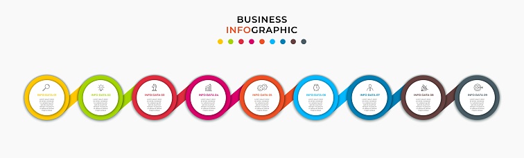 Vector Infographic Concevoir Modèle Dentreprise Avec Des Icônes Et 9