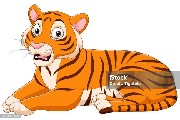 Tigre De Dessin Animé Disolement Sur Le Fond Blanc Vecteurs Libres De