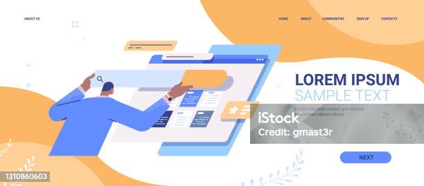 Man Developer Creating Website Ui Interface Web Application Development Program Software