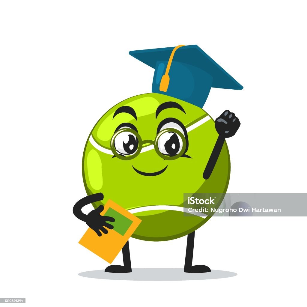 Vector Illustration Of Tennis Ball Mascot Or Character Stock