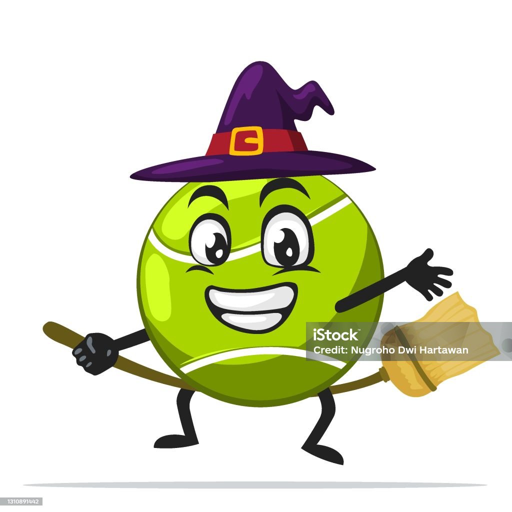 Vector Illustration Of Tennis Ball Mascot Or Character Stock
