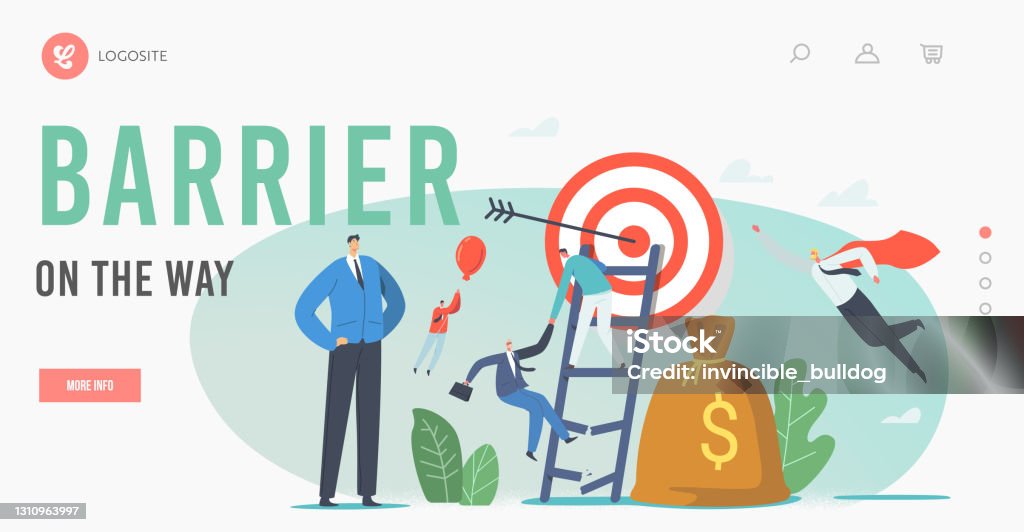 Karakter Atasi Rintangan Dalam Template Halaman Arahan Bisnis Pengusaha