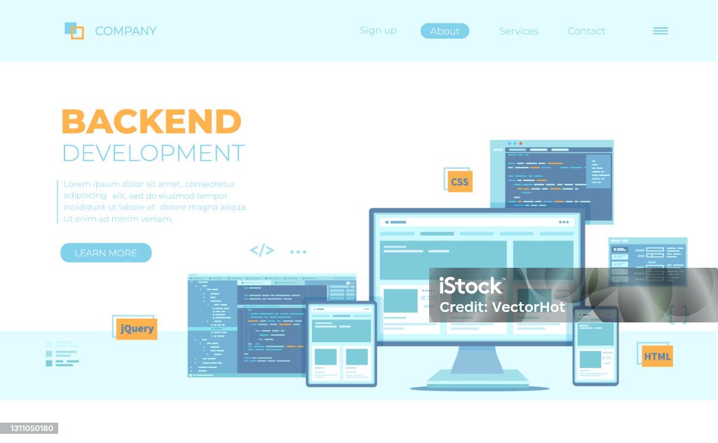 Vetores De Backend Development Coding Software Engineering Programming Languages Código Do