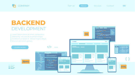 Vetores De Backend Development Coding Software Engineering Programming Languages Código Do