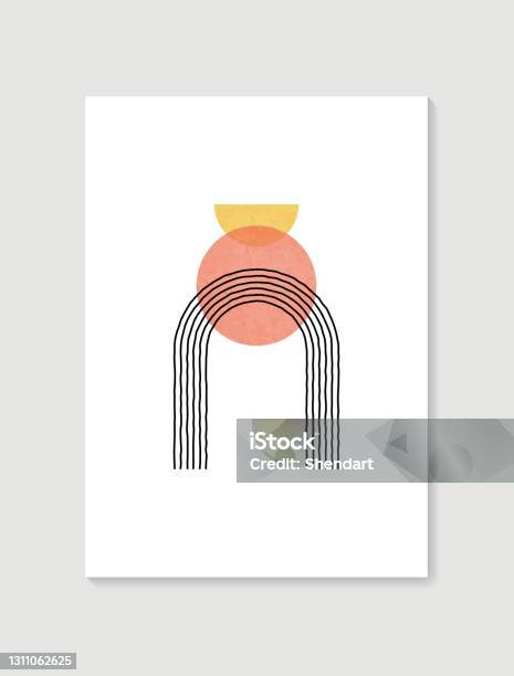 Geometris Trendi Estetika Abstrak Minimalis Tangan Digambar Poster
