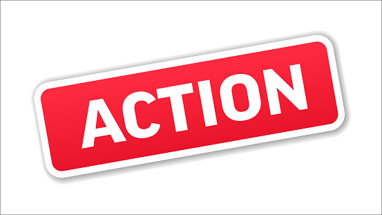 Action Timbre Bannière Étiquette Modèle De Bouton Illustration