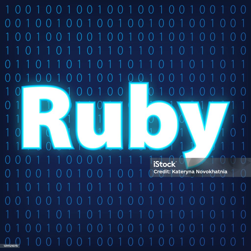 Machine Code Languages In Neon Style Programming Languages Concept In Blue Language Ruby On