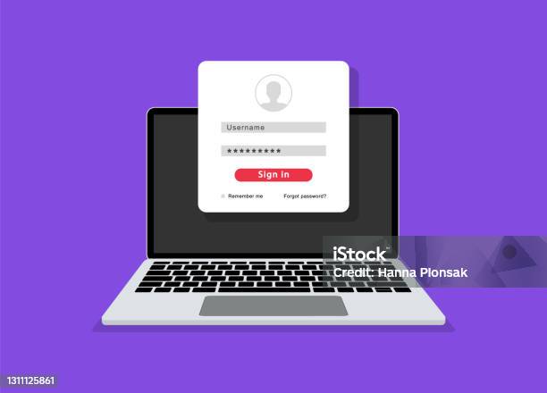Formulir Login Di Layar Laptop Dengan Halaman Login Dan Password Bidang