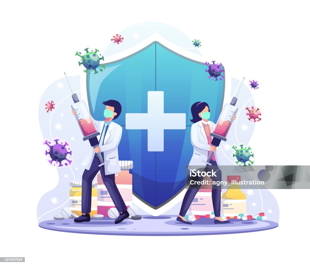 Dokter Dengan Suntikan Berjuang Melawan Virus Corona Covid19 Ilustrasi ... Dokter Dengan Suntikan Berjuang Melawan Virus Corona Covid19 Ilustrasi ...