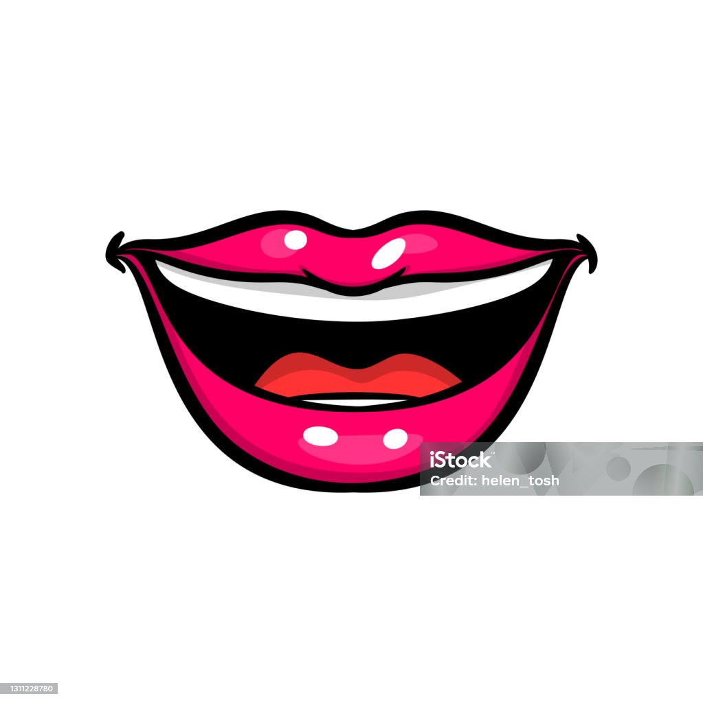 Pink Red Woman Lips In Pop Art Style Stock Illustration Download