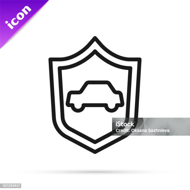 Mobil Garis Hitam Dengan Ikon Perisai Terisolasi Pada Latar Belakang ... Mobil Garis Hitam Dengan Ikon Perisai Terisolasi Pada Latar Belakang ...