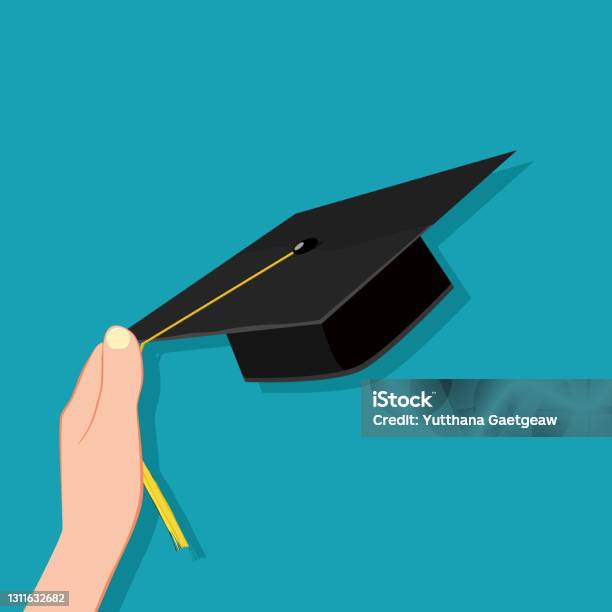 Tenez Une Casquette De Graduation À La Main Illustration Vectorielle De