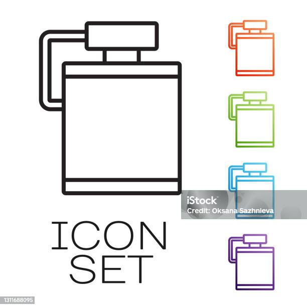 Ikon Botol Air Kantin Garis Hitam Terisolasi Pada Latar Belakang Putih
