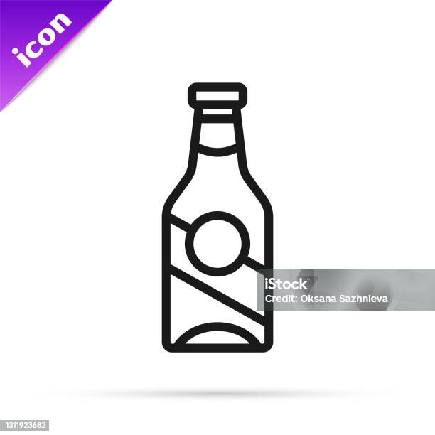 Graphisme Noir De Bouteille De Bière Disolement Sur Le Fond Blanc