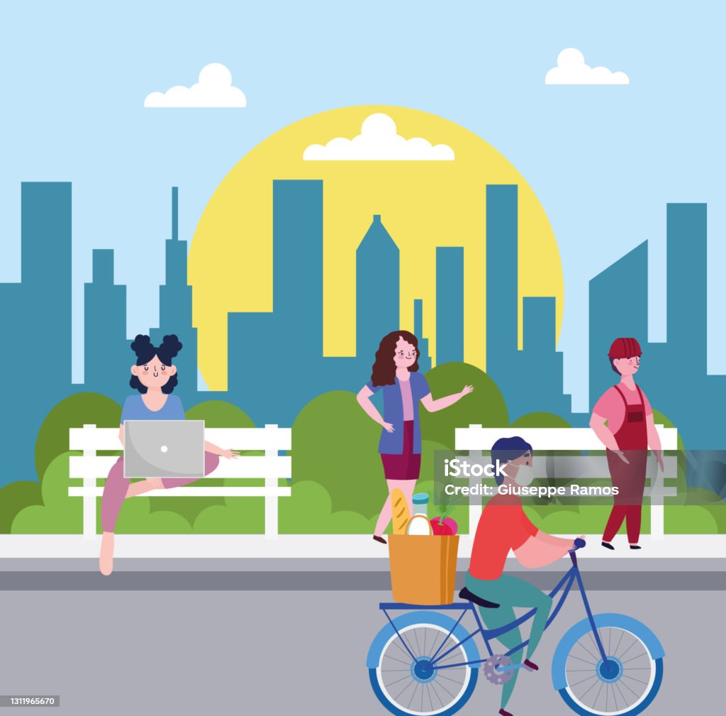 Ilustración De Actividades Del Parque De La Ciudad Y Más Vectores Libres De Derechos De Adulto