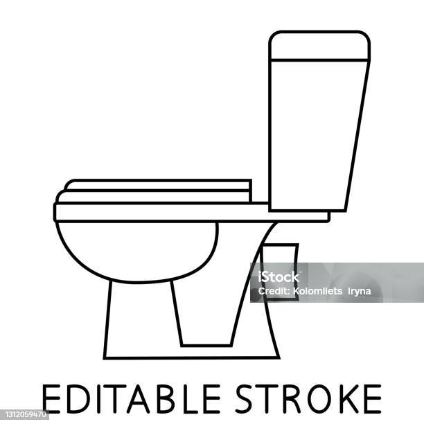 Toilet Linear Icon Thin Line Illustration Contour Symbol Vector Isolated Outline Drawing