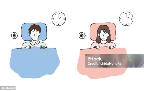 Illustration Of Sleepless Man And Woman Stock Illustration Download