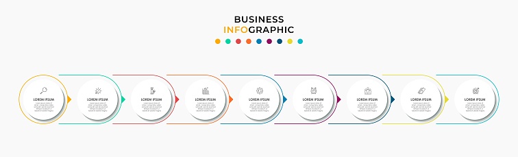 Vector Infographic Concevoir Modèle Dentreprise Avec Des Icônes Et 9