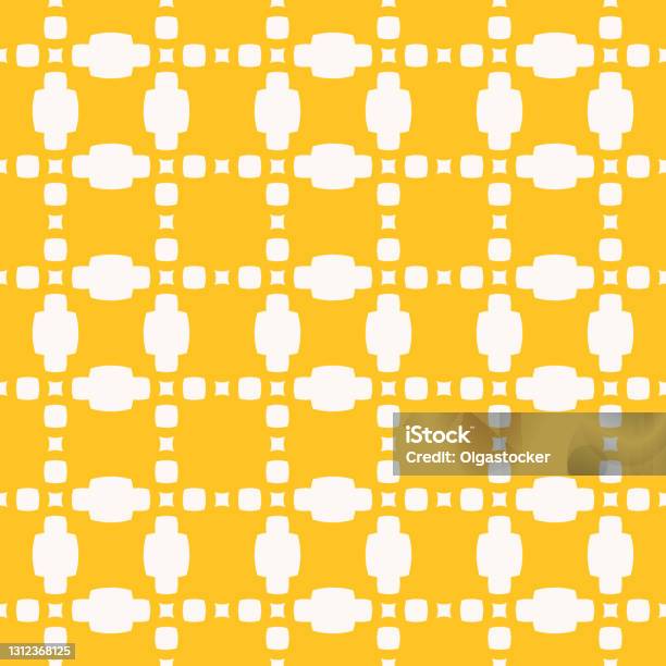 Pola Mulus Geometris Vektor Dengan Kotak Titik Kisi Kuning Dan Putih