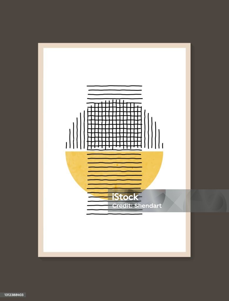 Geometris Trendi Estetika Abstrak Minimalis Tangan Digambar Poster