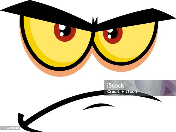 Grumpy Kartun Ekspresi Wajah Lucu Dengan Alis Cemberut Dan Mulut