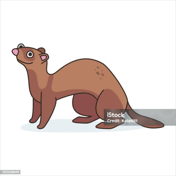 Caractère Drôle De Furet Dans Le Modèle De Dessin Animé Graphisme Plat