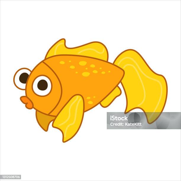 Caractère Drôle De Poisson Rouge Dans Le Modèle De Dessin Animé