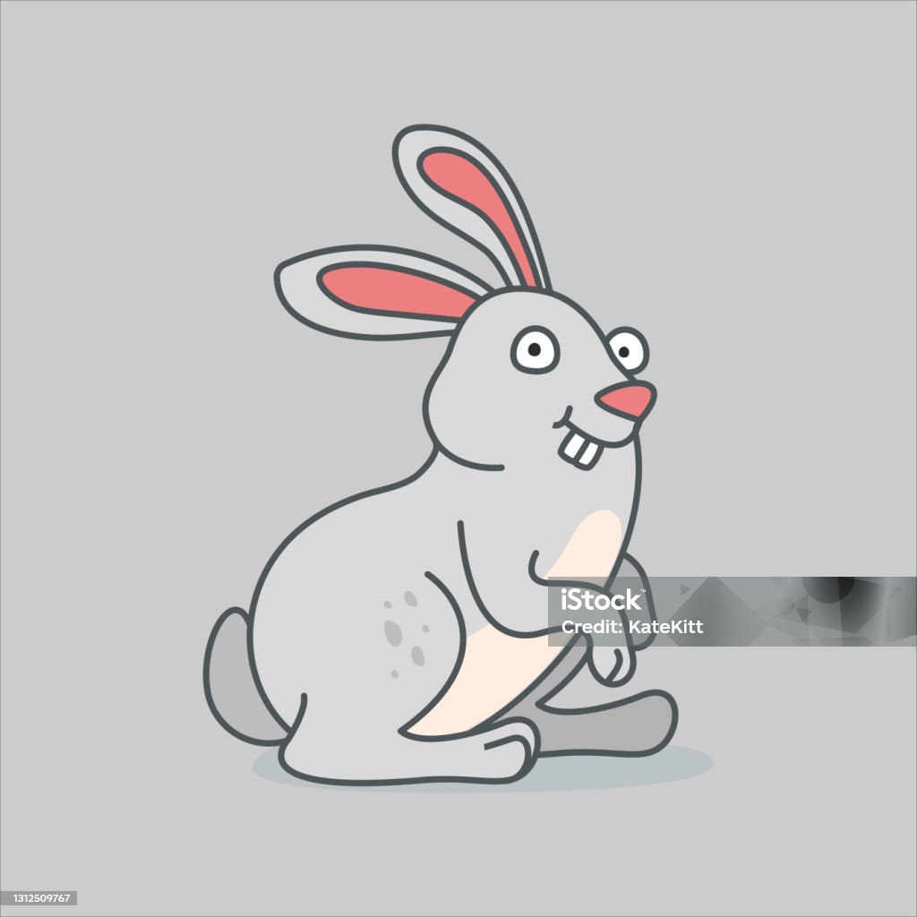 Caractère Drôle De Lapin Dans Le Modèle De Dessin Animé Graphisme Plat