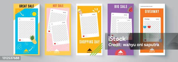 5 Slide Desain Cerita Jejaring Sosial Spanduk Vertikal Atau Templat