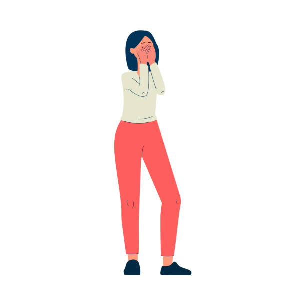60 Cartoon Of A Sad Girl Hiding Face Stock Illustrations Royalty Free