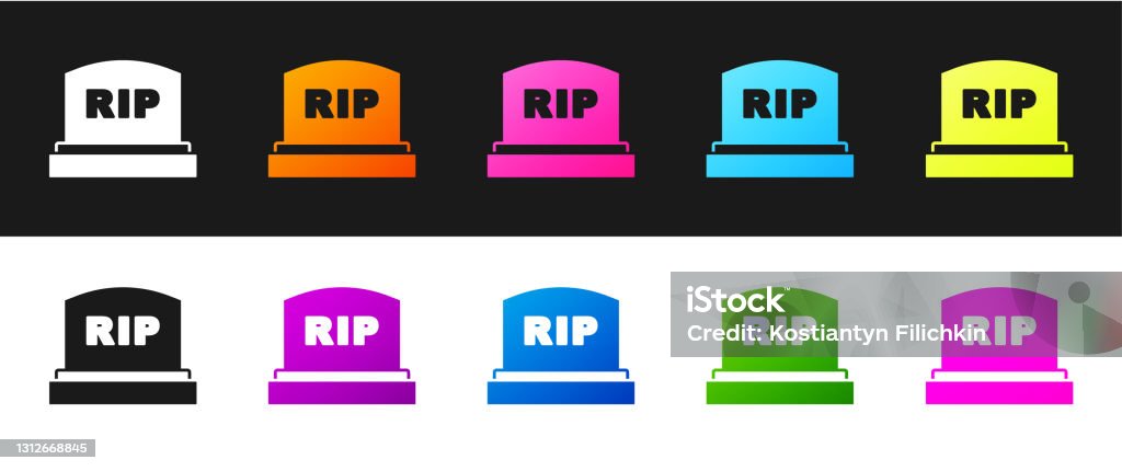 Setzen Sie Tombstone Mit Rip Auf Sie Geschrieben Symbol Isoliert Auf ... Setzen Sie Tombstone Mit Rip Auf Sie Geschrieben Symbol Isoliert Auf ...