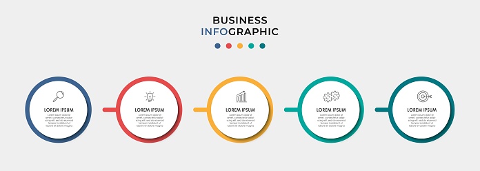 Vector Infographic Concevoir Modèle Dentreprise Avec Des Icônes Et 5