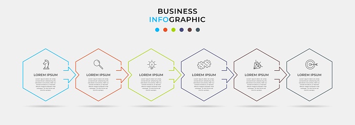 Vector Infographic Concevoir Modèle Dentreprise Avec Des Icônes Et 6