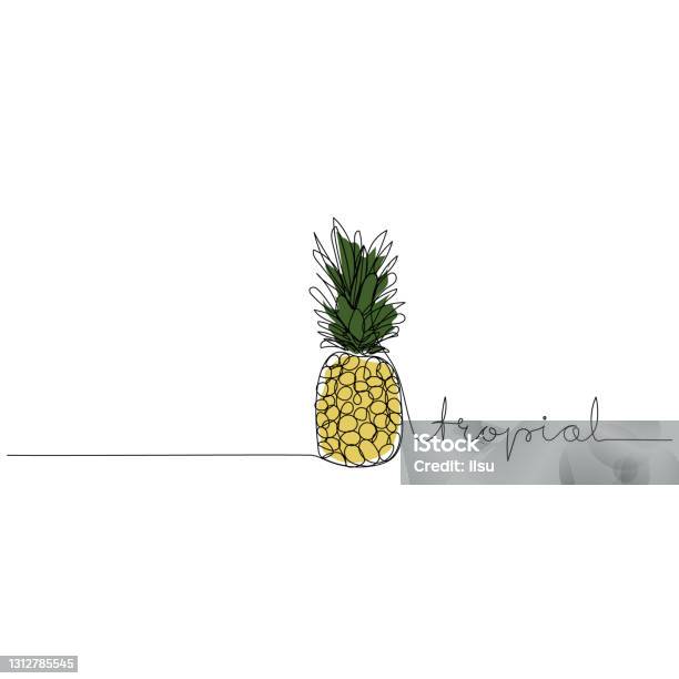 Dessin Continu Dune Ligne De Lananas Avec Le Texte Art Minimaliste
