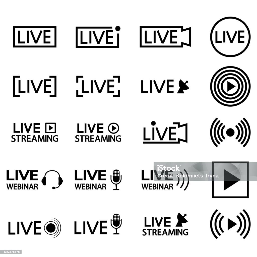 Kumpulan Ikon Live Streaming Simbol Garis Besar Hitam Dan Tombol ... Kumpulan Ikon Live Streaming Simbol Garis Besar Hitam Dan Tombol ...