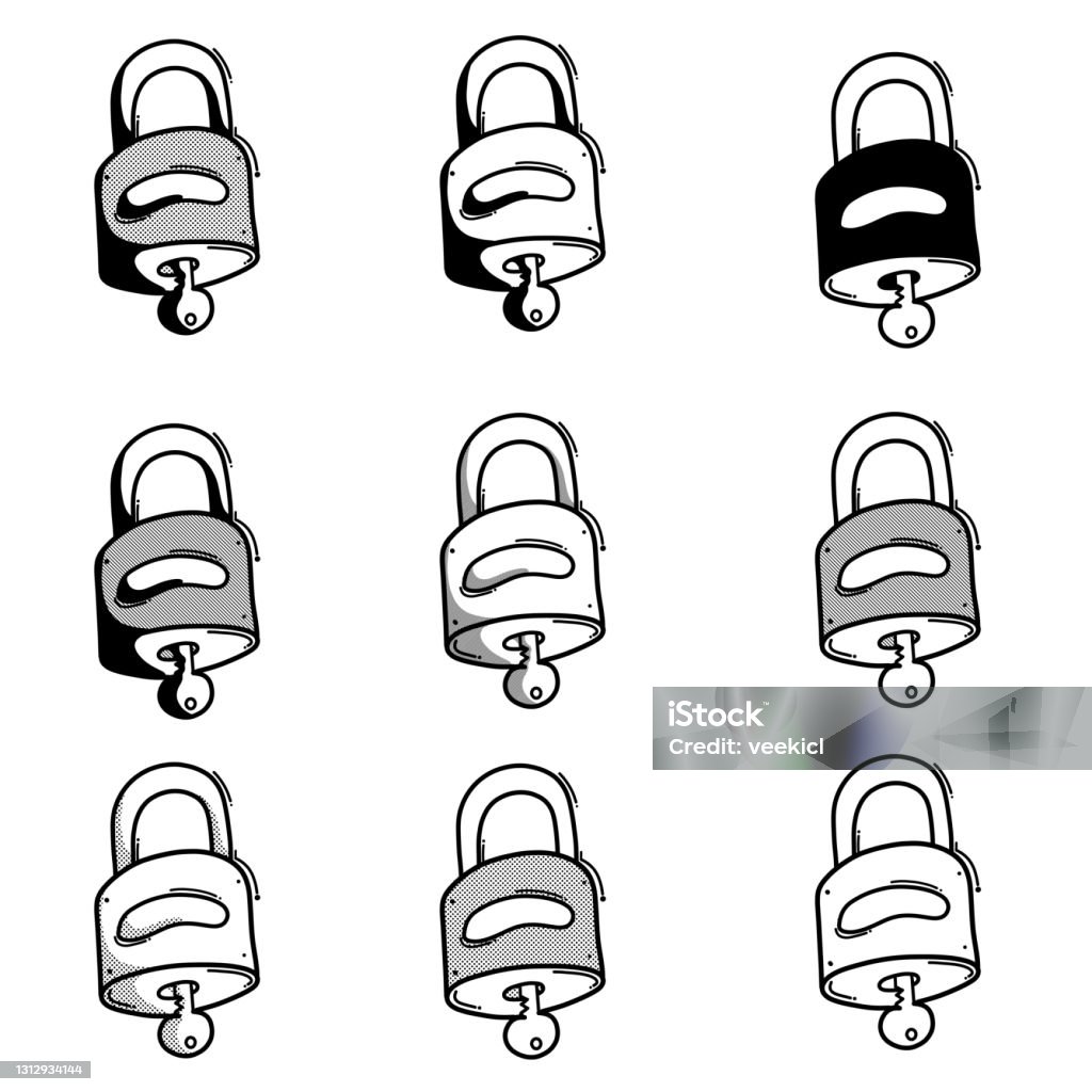 Ilustración De Bloquear El Icono Vectorial Doodle Dibujo De Ilustración Dibujado A Mano Línea
