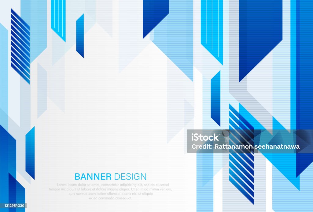 Template Spanduk Vektor Biru Dan Putih Desain Vektor Abstrak Modern