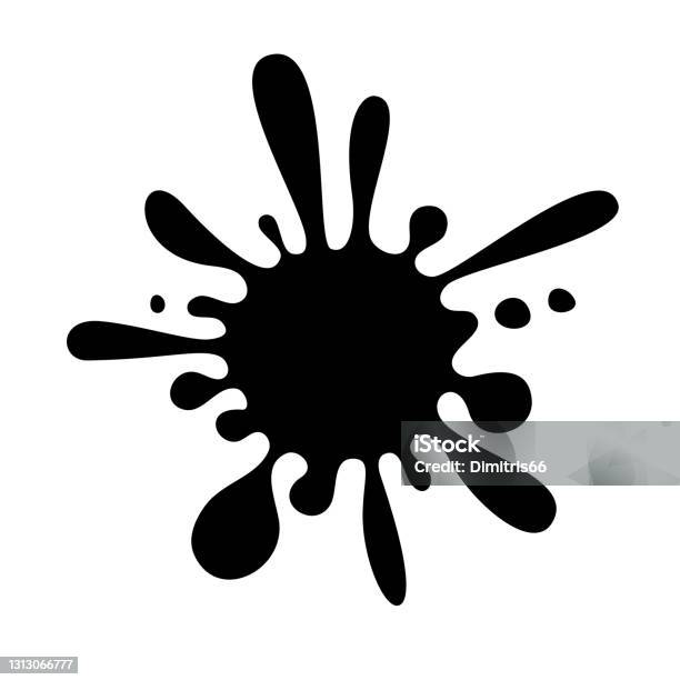 Éclaboussure Noire De Blob Dencre Boue Disolement Sur Le Fond Blanc