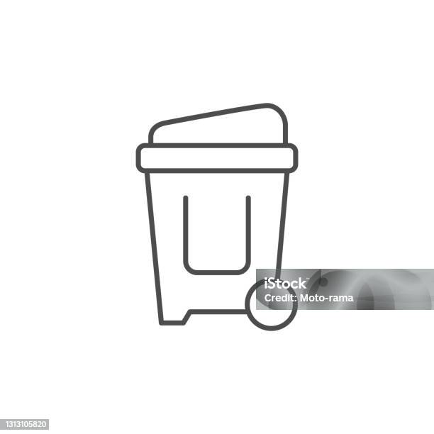 Ilustración De Icono De Contorno De La Línea Del Cubo De Basura Y Más
