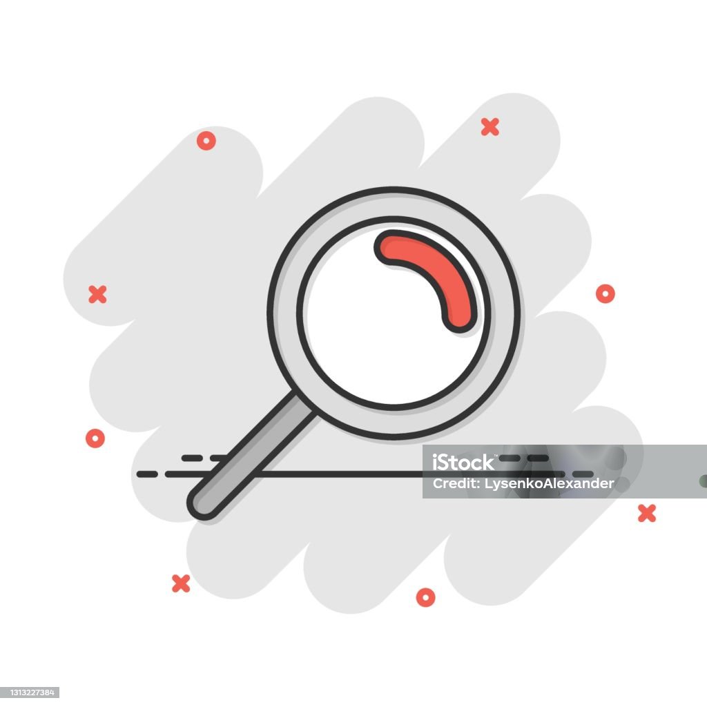 Lupenzeichensymbol Im Comicstil Lupe Vektor Cartoon Illustration Auf ... Lupenzeichensymbol Im Comicstil Lupe Vektor Cartoon Illustration Auf ...