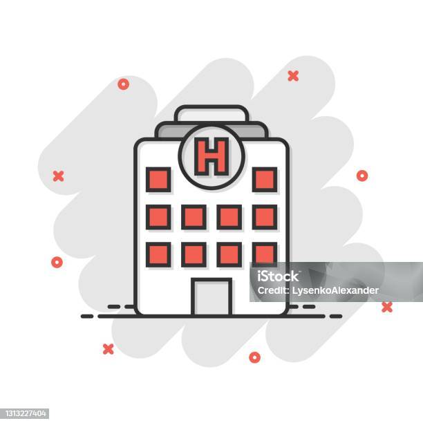 Icône De Construction Dhôpital Dans Le Modèle Comique Illustration De