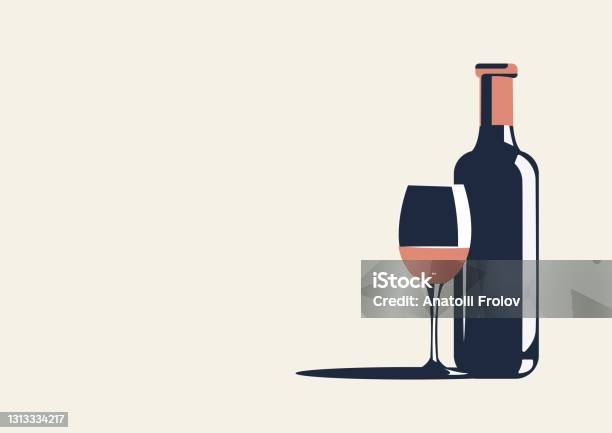 Illustration Vectorielle Dune Bouteille De Vin Et Dun Verre Vecteurs
