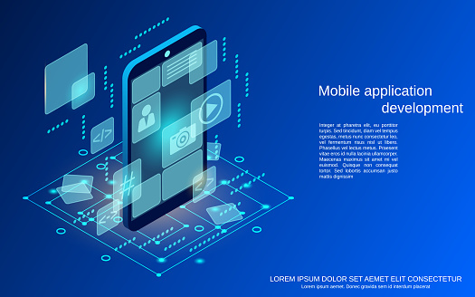 Mobile Application Development Program Coding Vector Concept Stock