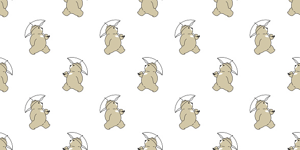 Beruang Mulus Pola Kutub Beruang Payung Hujan Vektor Kartun Ulang Latar Belakang Ubin Wallpaper