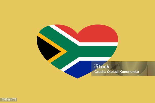 South Africa Flag In The Heart Shape Isolated On Background Stock
