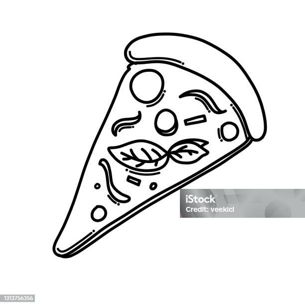 Icône Vectorielle Pizza Doodle Dessin Dillustration Dillustration