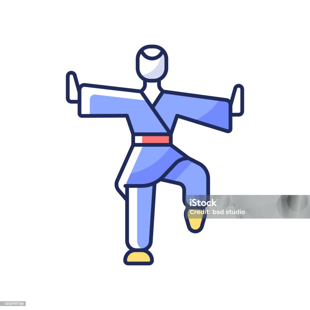 Vetores De Ícone De Cores Do Kung Fu Rgb E Mais Imagens De Kung Fu Kung Fu Aiquidô Arte Istock
