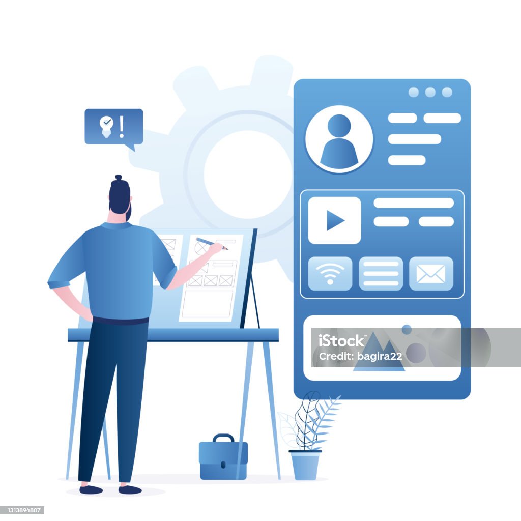 Ui Designer Creates Structure Of Information Blocks Of Mobile