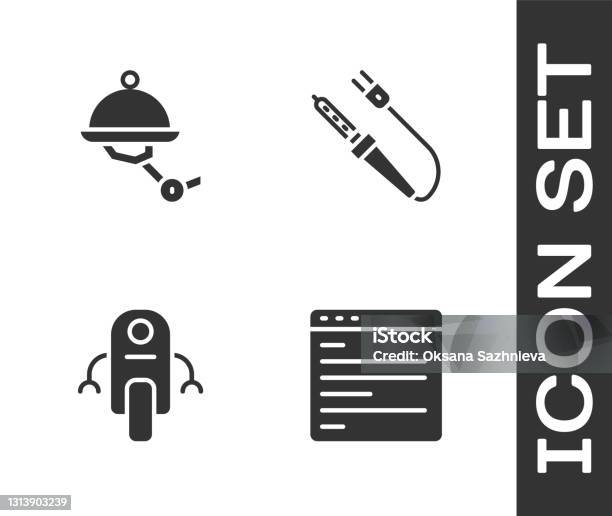 Définir Linterface Api Ordinateur Robot Serveur Robot Et Icône De Fer À